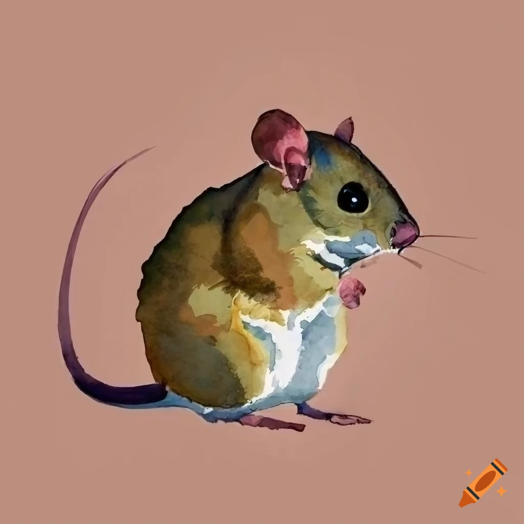 Bushy-tailed woodrat in watercolor on Craiyon