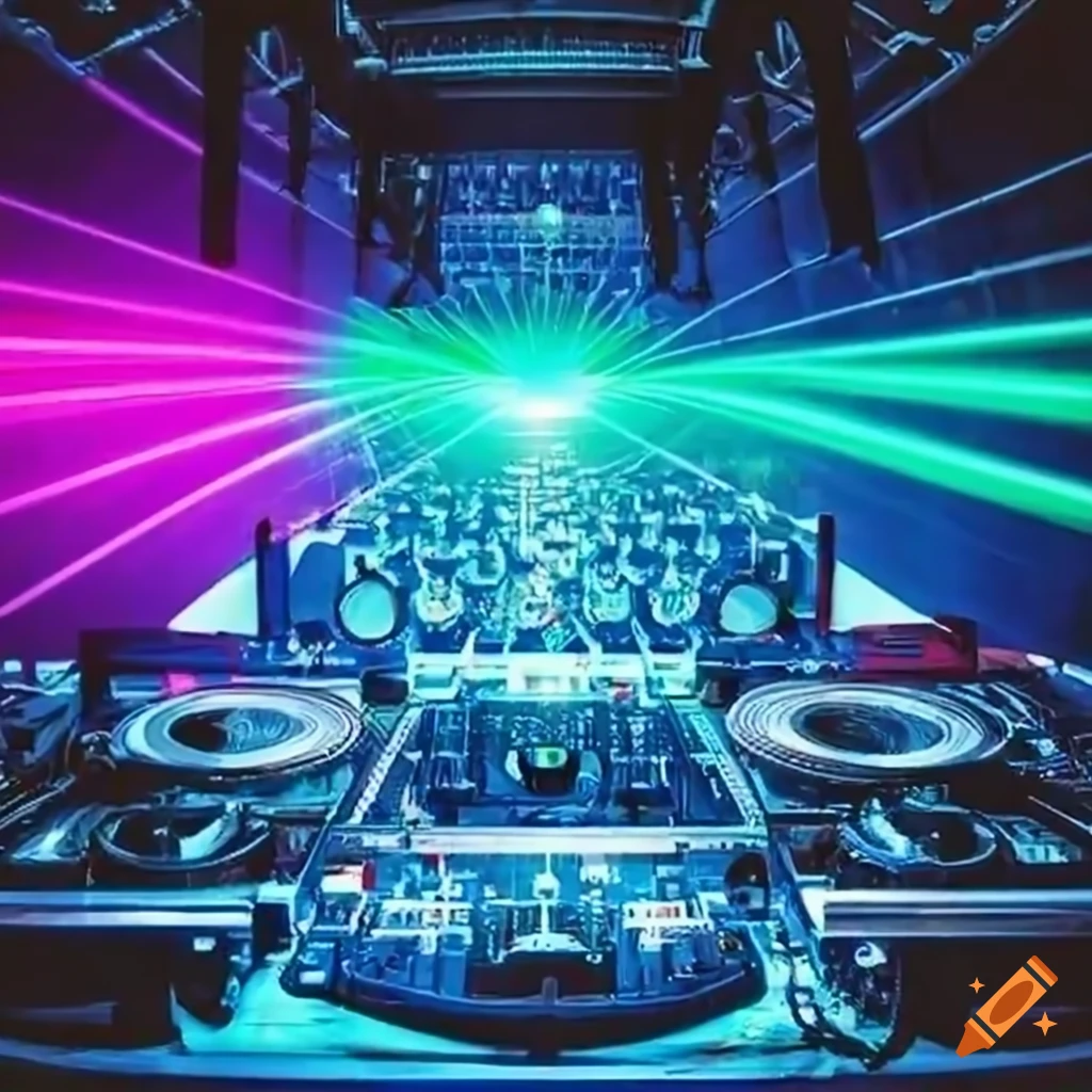 DJ creating intricate laser beams on a dancefloor with the hottest hits ...