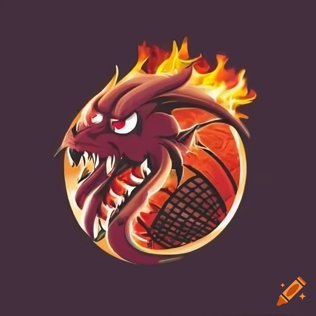 Basketball team logo with a dragon spitting fire on Craiyon