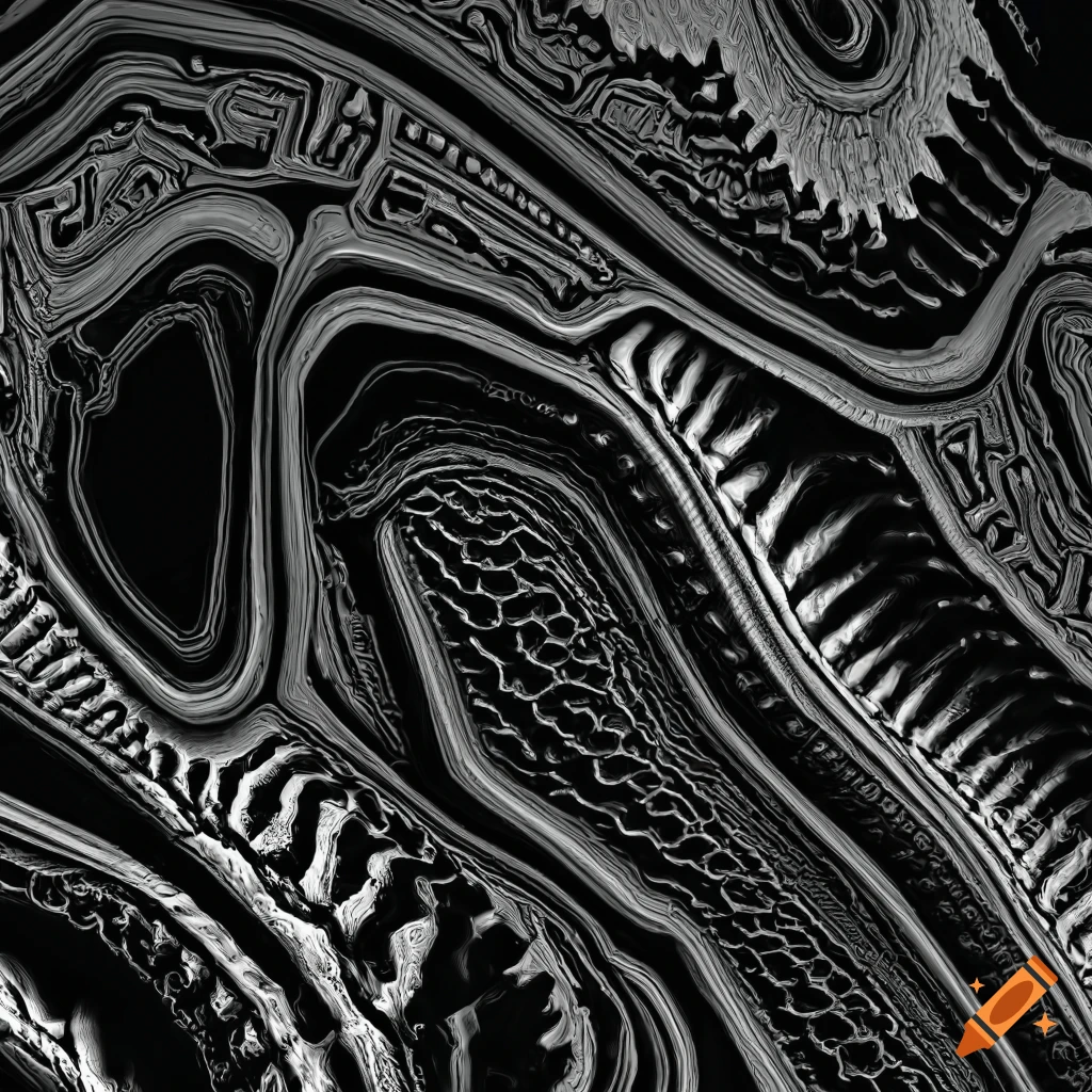 Seamless black and white alpha map biomechanical rib texture on Craiyon