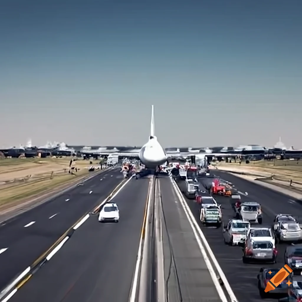 Boeing 747 on a crowded highway on Craiyon
