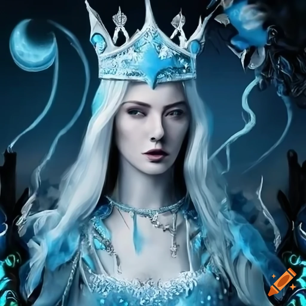 Ice moon queen in a medieval setting on Craiyon