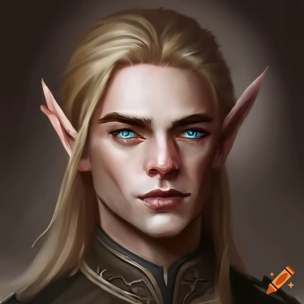 Portrait of a male elf in a fantasy setting on Craiyon