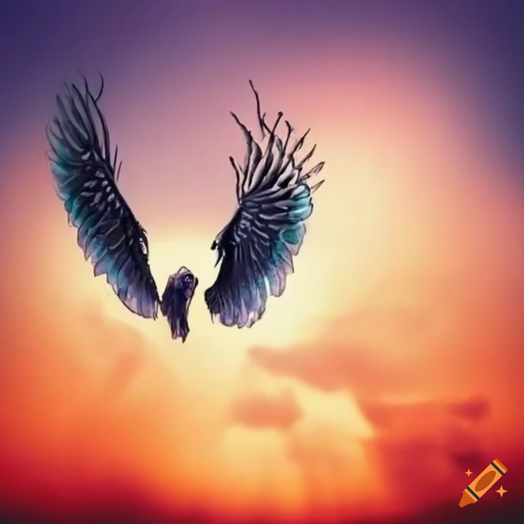 Aspiring to reach god with broken and sad wings on Craiyon