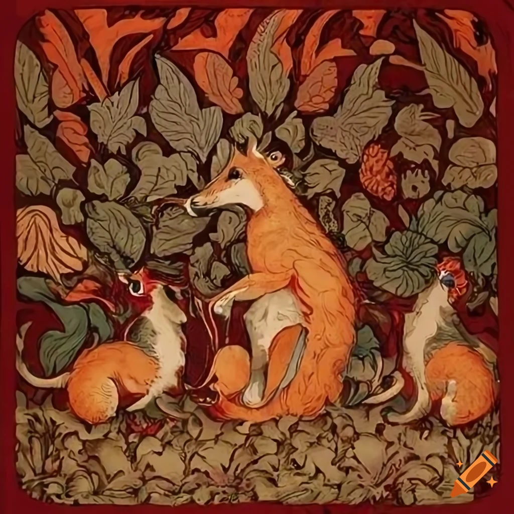 Fox illustration in batik and aboriginal textile style with influences ...