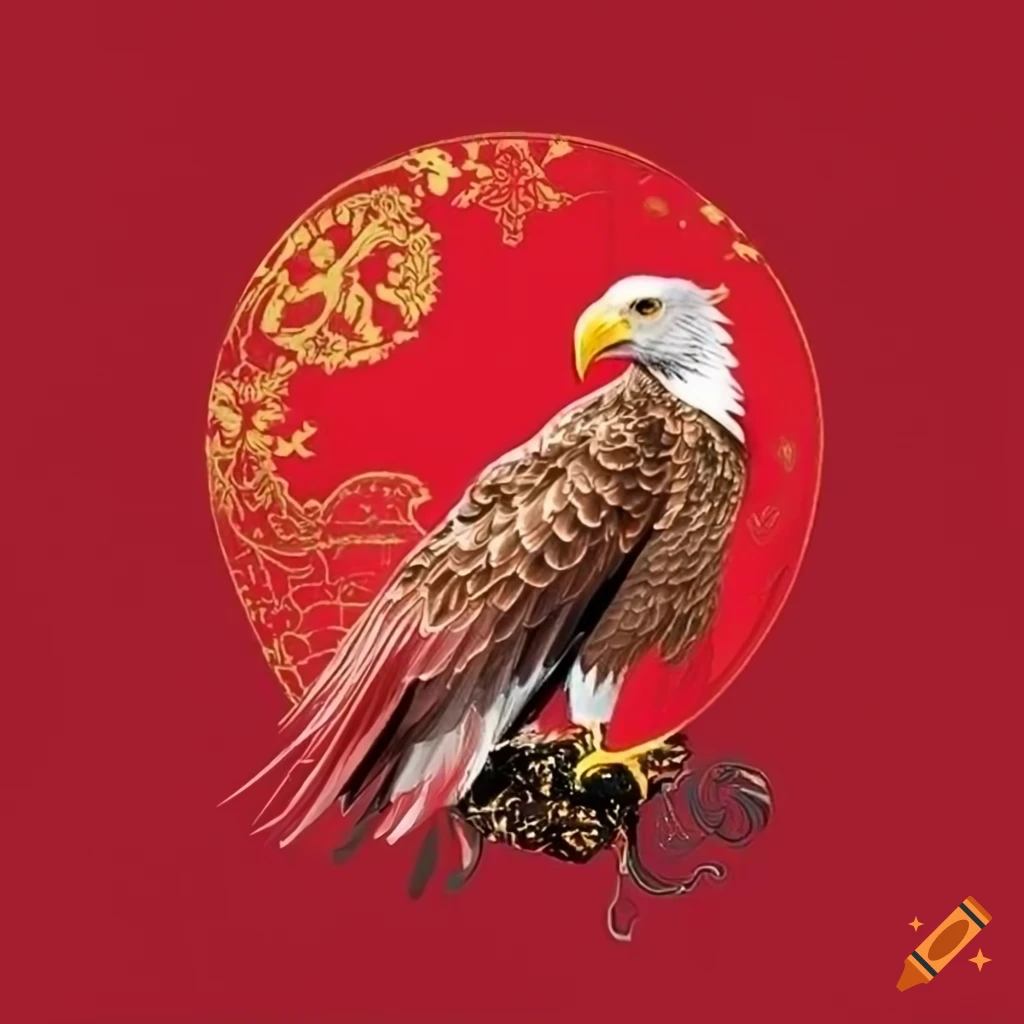 Chinese red envelope with American eagle soaring design on Craiyon