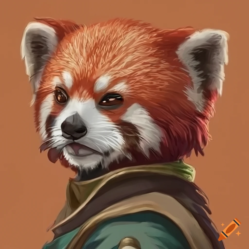 Dungeons and dragons red panda adventurer portrait on Craiyon
