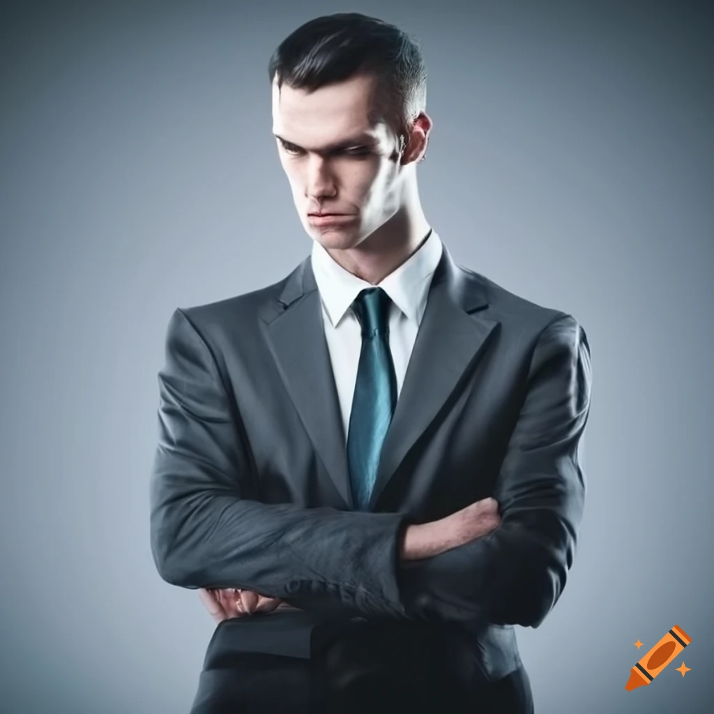 Serious pose of a powerful business man on Craiyon