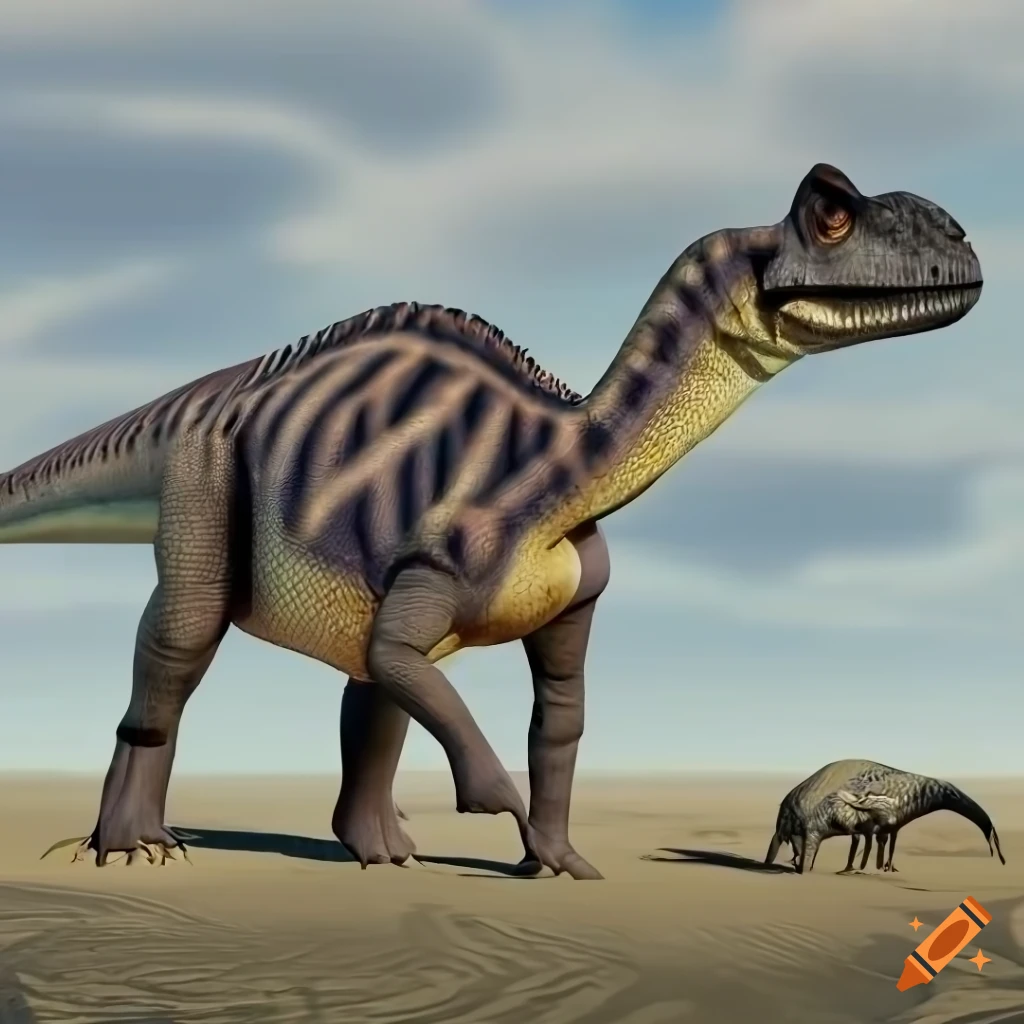 Hadrosaurus dinosaur with intricate color pattern and detailed scaly ...