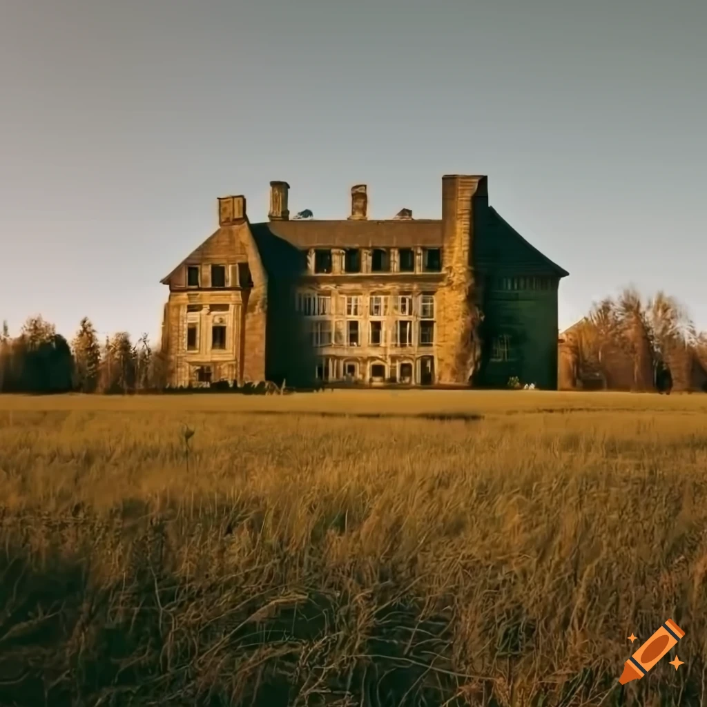 Old style mansion in forest at golden hour on Craiyon