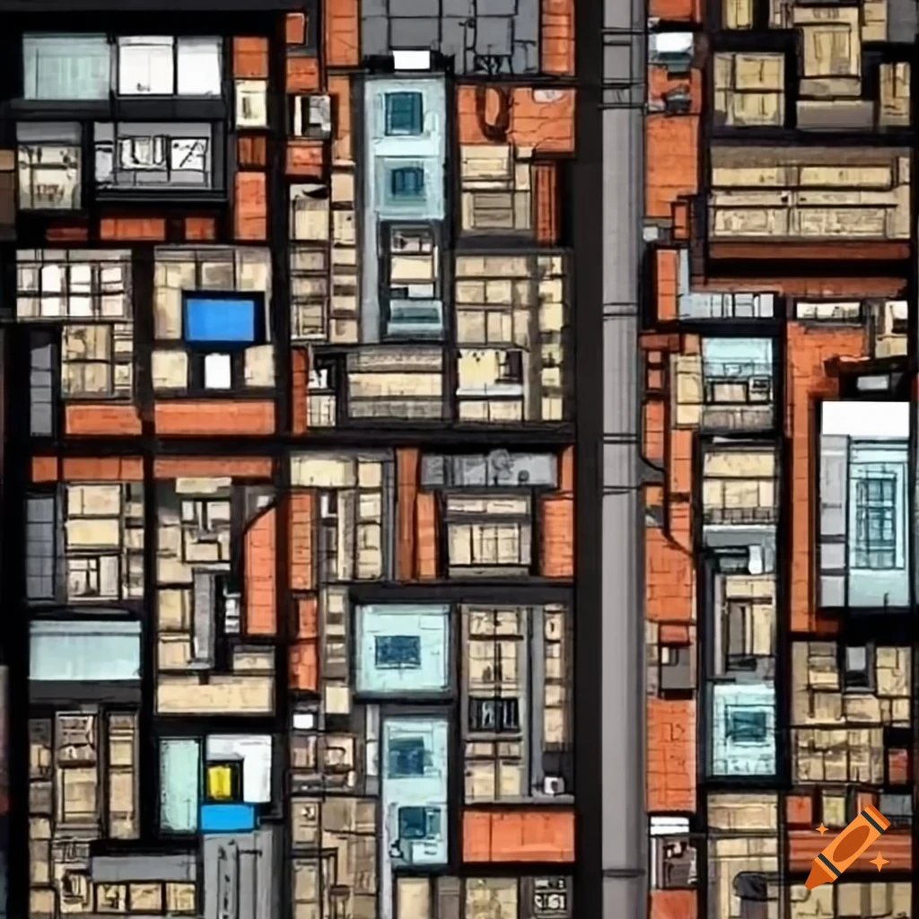 Realistic top-down view of a cityscape with visible buildings ...