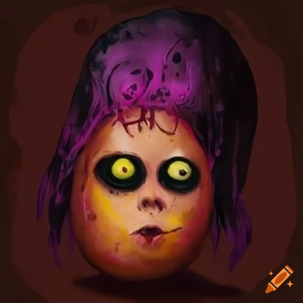 Designer potato van gogh painting in goth setting with evil monster ...