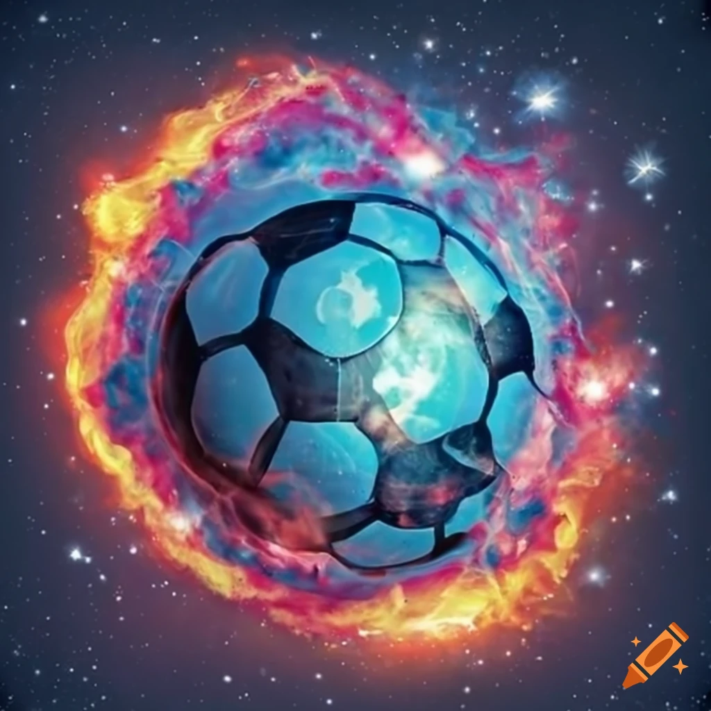 Soccer team logo exploding into a nebula of stars on Craiyon