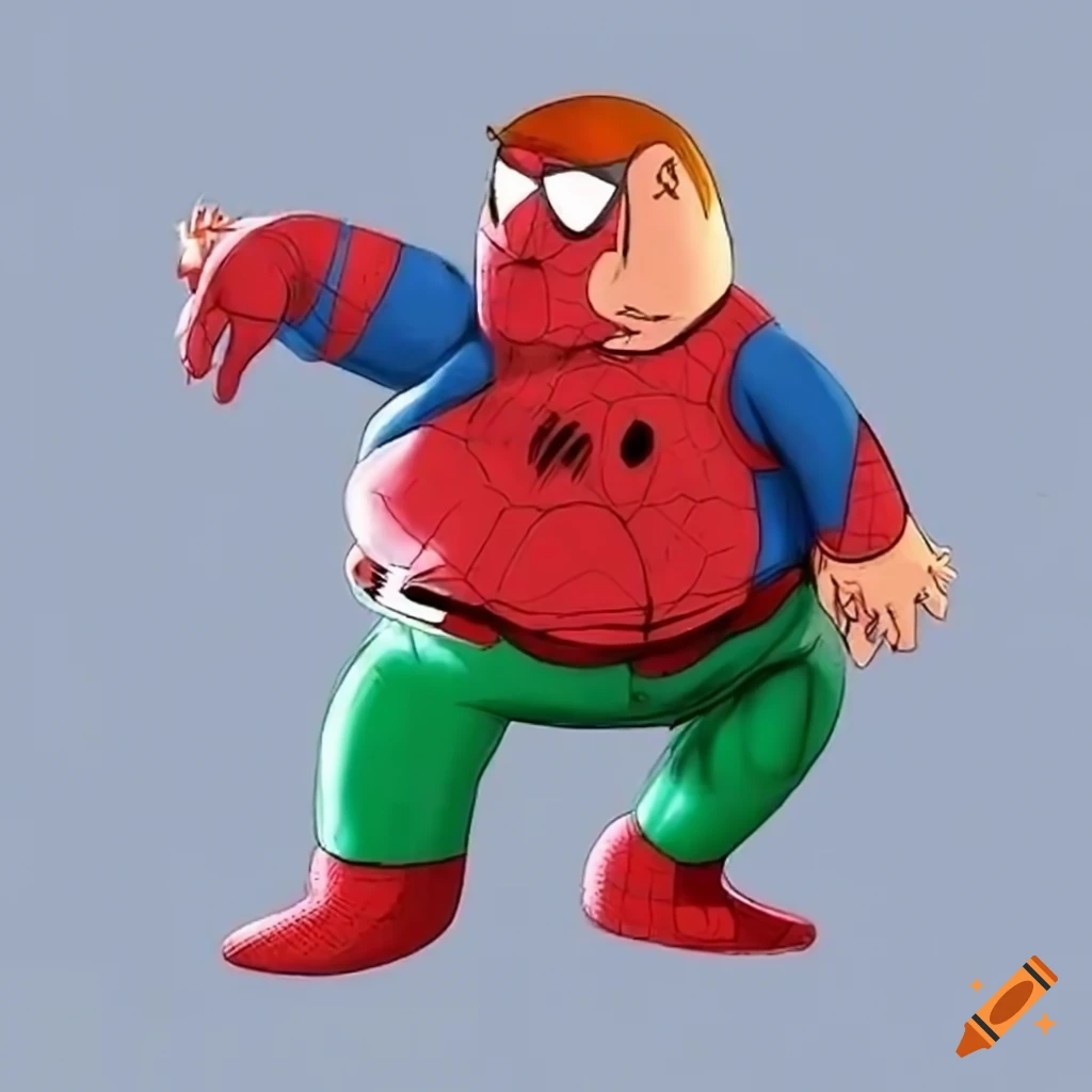 Artistic depiction of peter griffin as spider-man on Craiyon