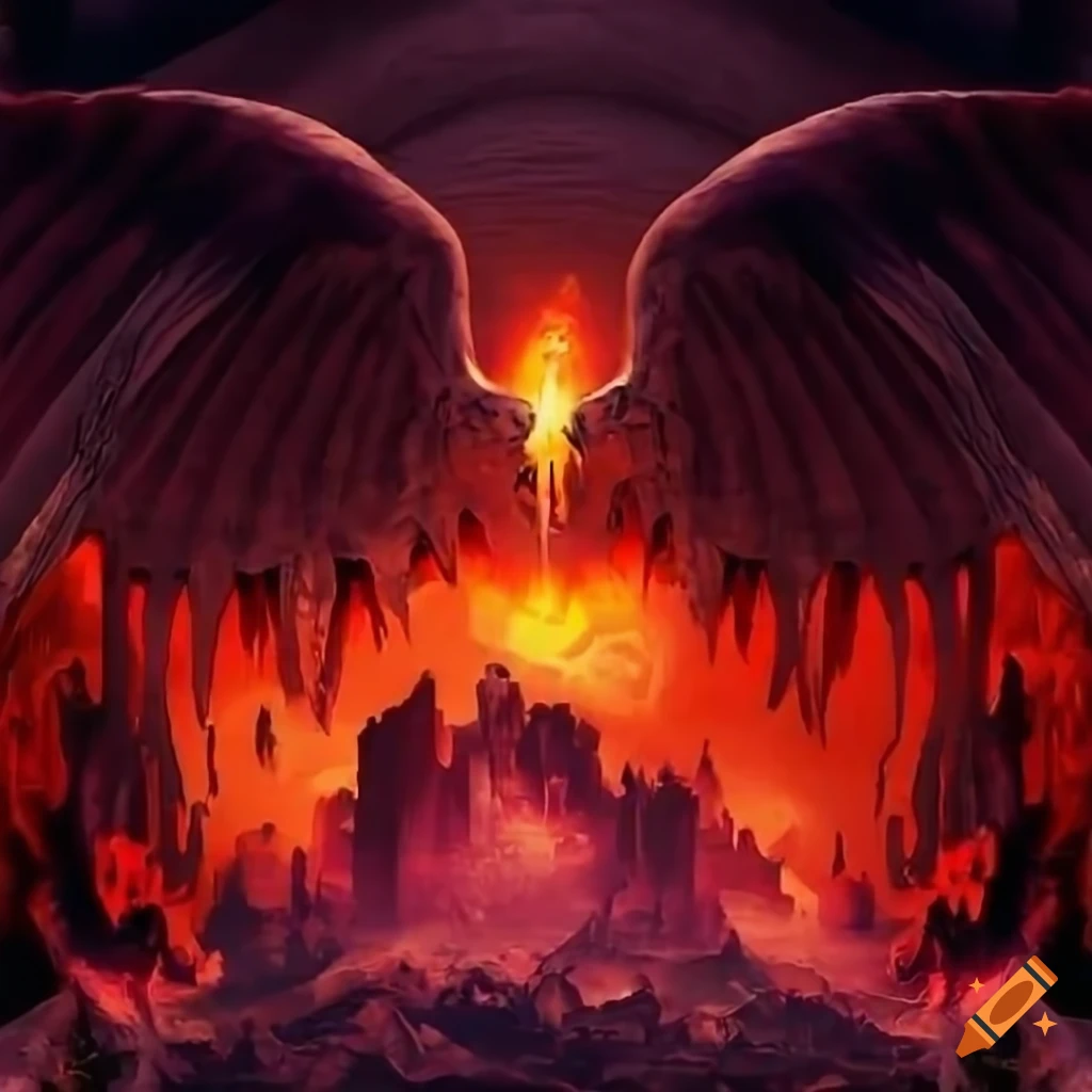 Battle between hell and heaven in the background on Craiyon