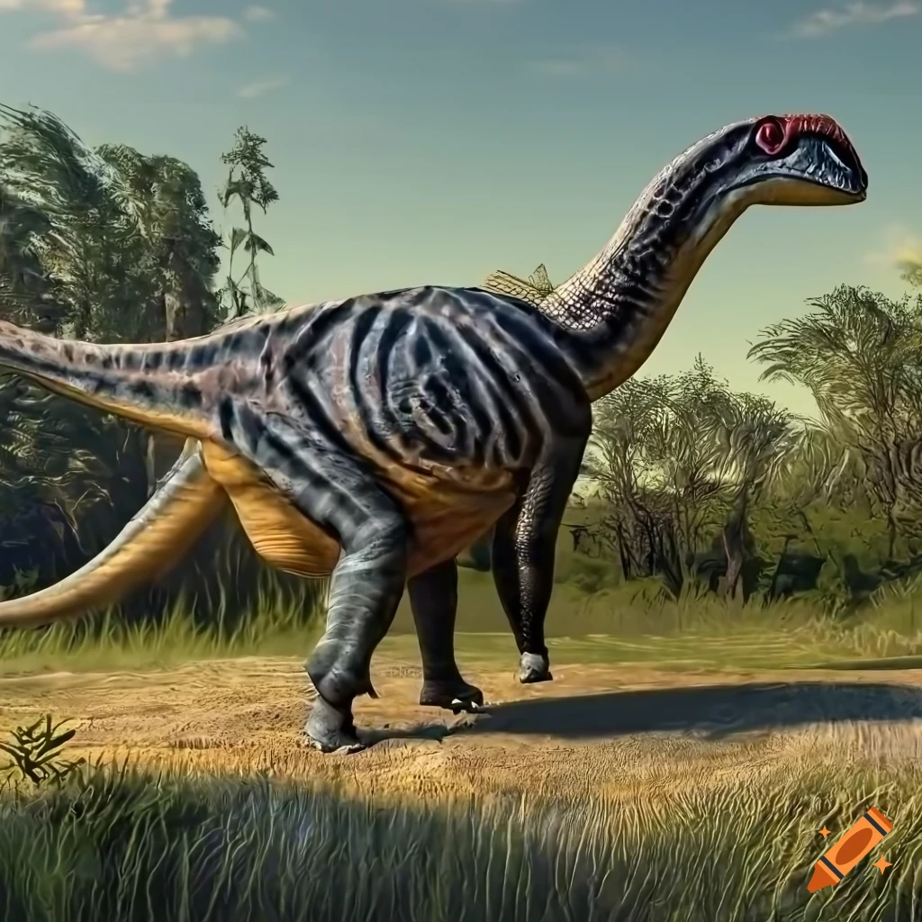 Colorful Hadrosaurus dinosaur in warm morning light on Craiyon