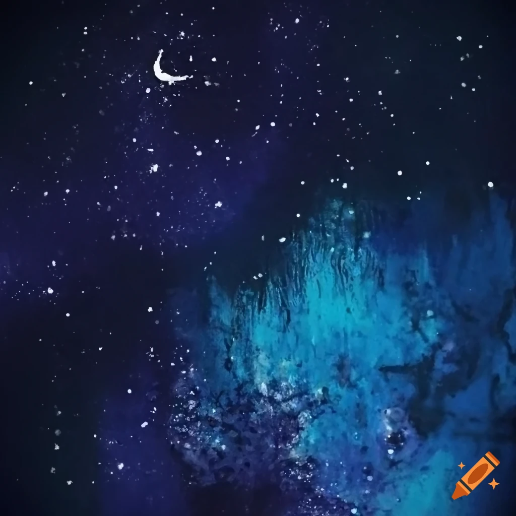 Abstract night sky painting with stars and splatter paint on Craiyon