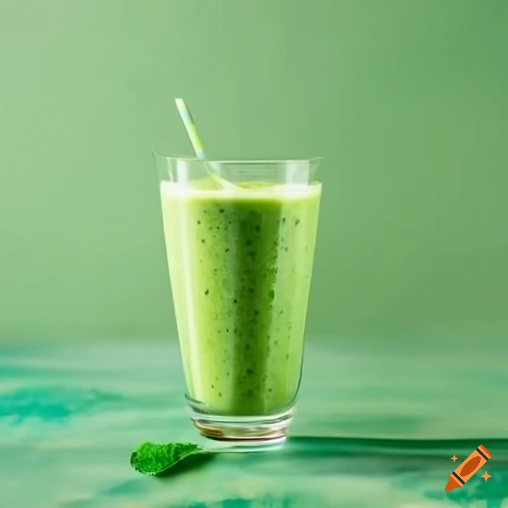 Glass of light green smoothie shake on Craiyon