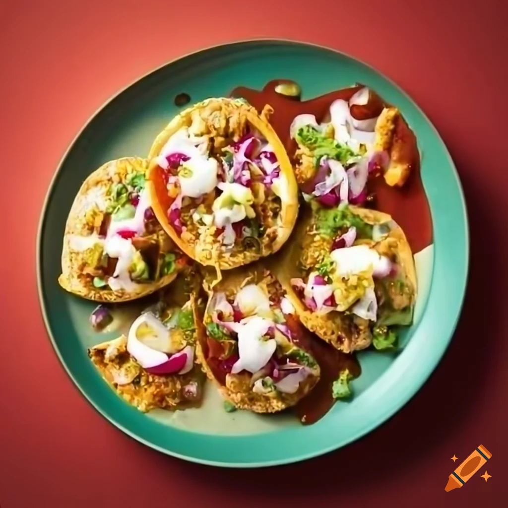 Delicious indian street snack papri chaat on Craiyon