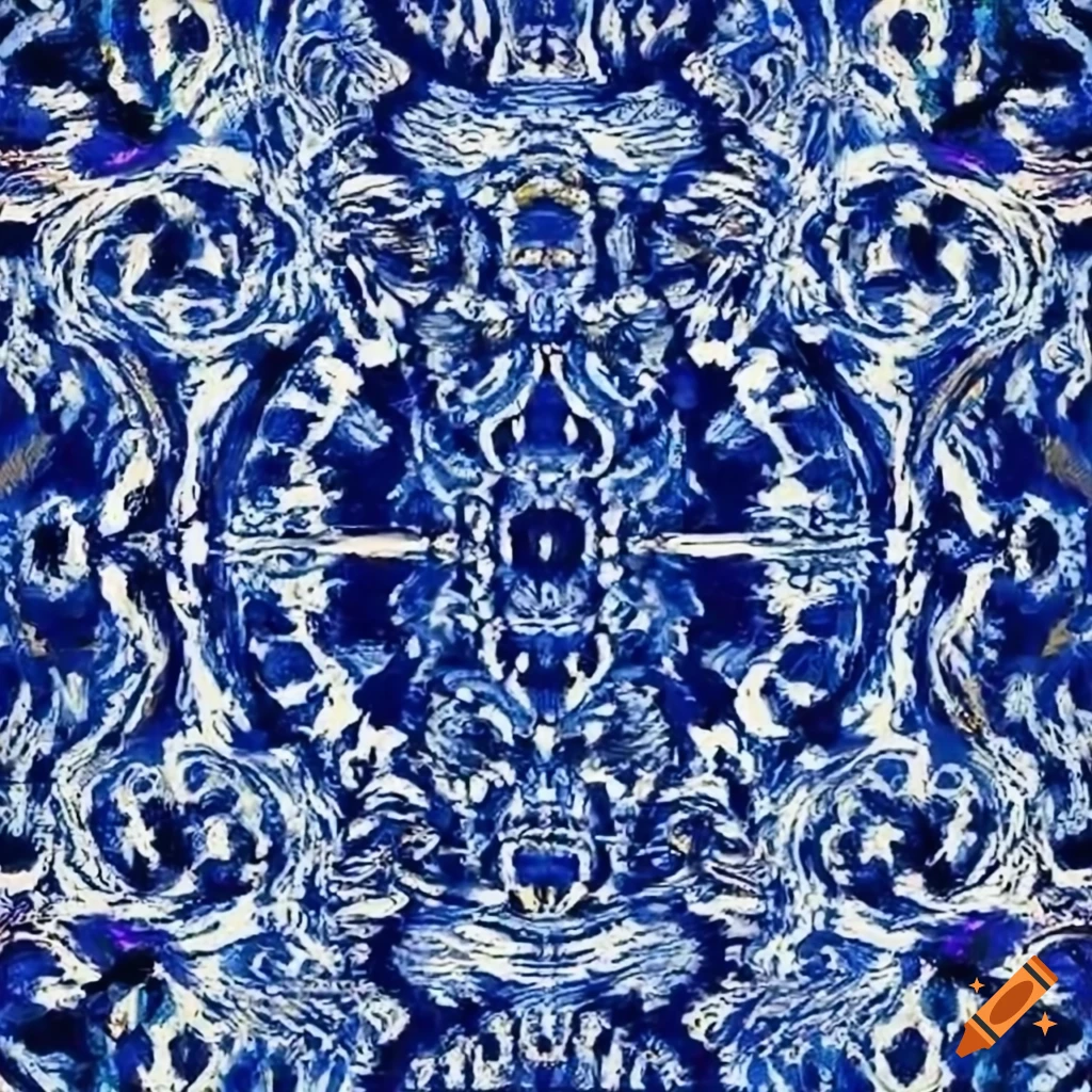 Intricate abstract blue nankin pattern on Craiyon