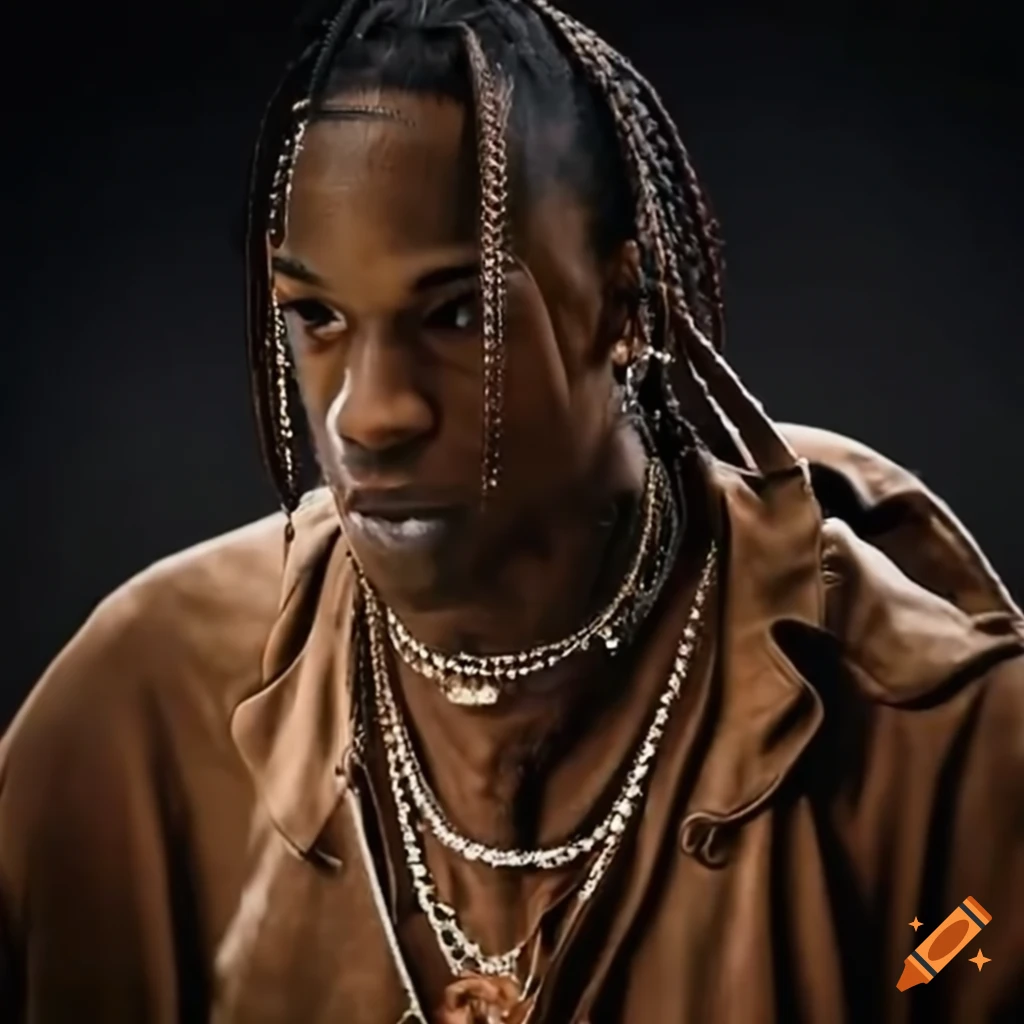 Travis scott in a jason voorhees inspired brown outfit on Craiyon
