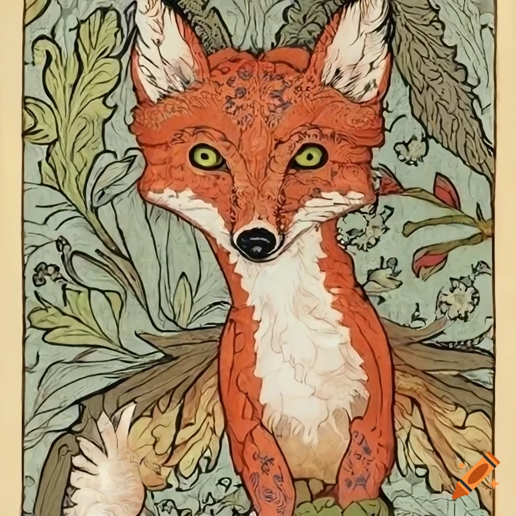 Fox illustration in batik and aboriginal textile style with influences ...