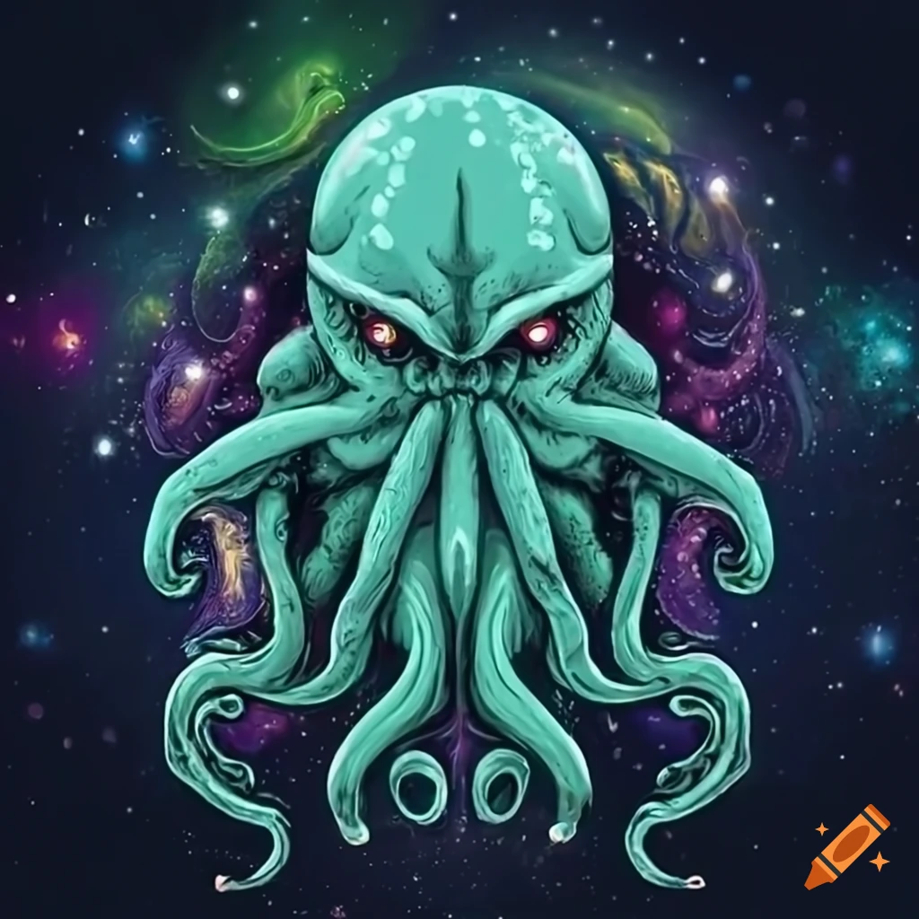 Powerful cthulhu with galaxy background in an epic portrait on Craiyon