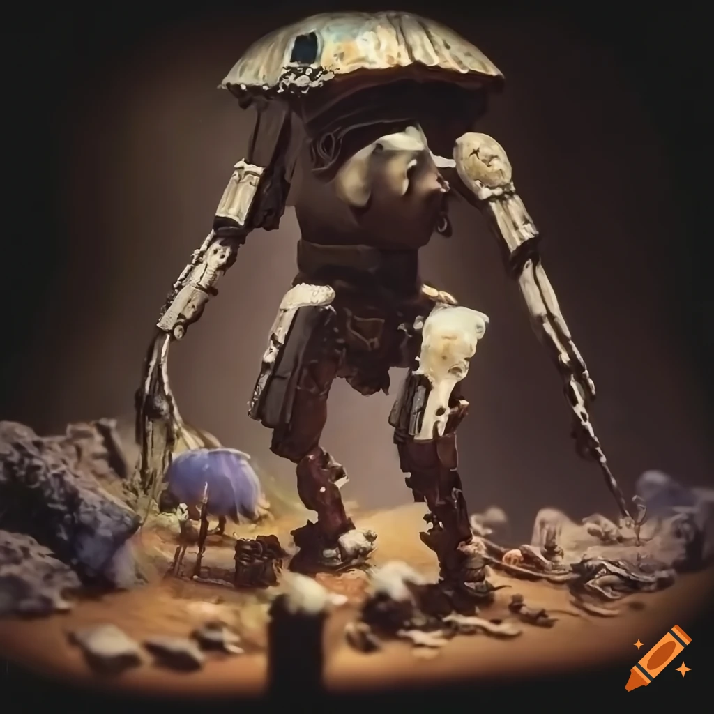 Diorama battlefield cityscape with mech, high definition, intricate layering, and stunning ...