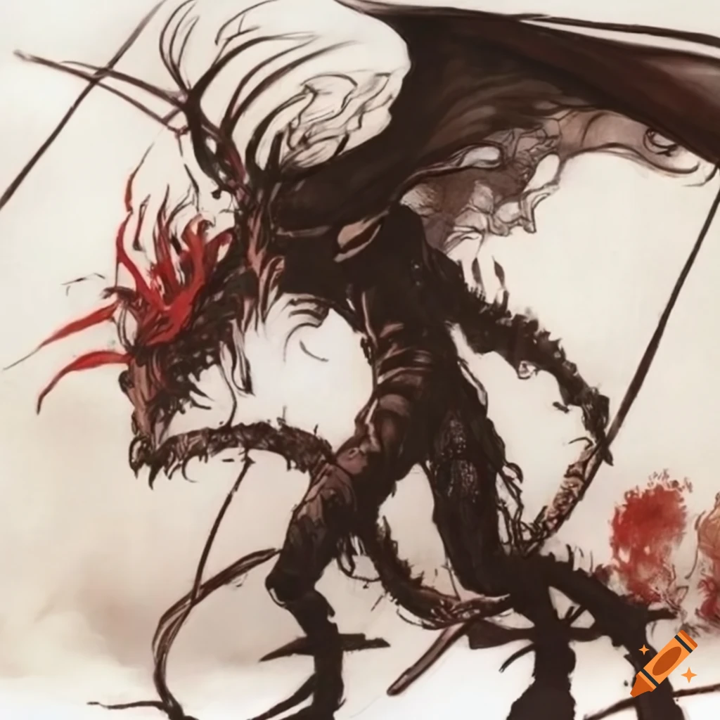 Typhon concept art by yoshitaka amano on Craiyon