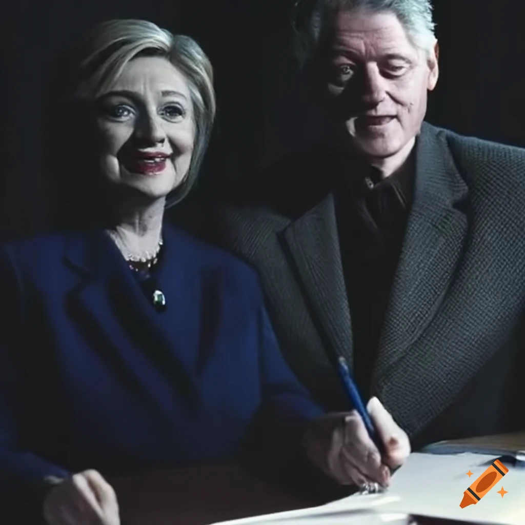 Bill clinton and hillary clinton writing letters at a desk by ...