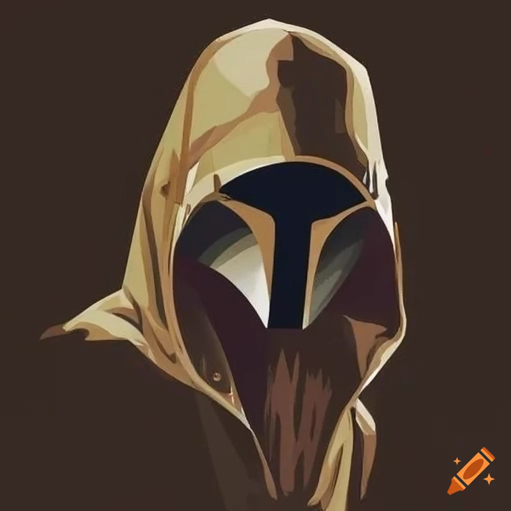 Hooded figure with an intimidating mandalorian helmet on Craiyon