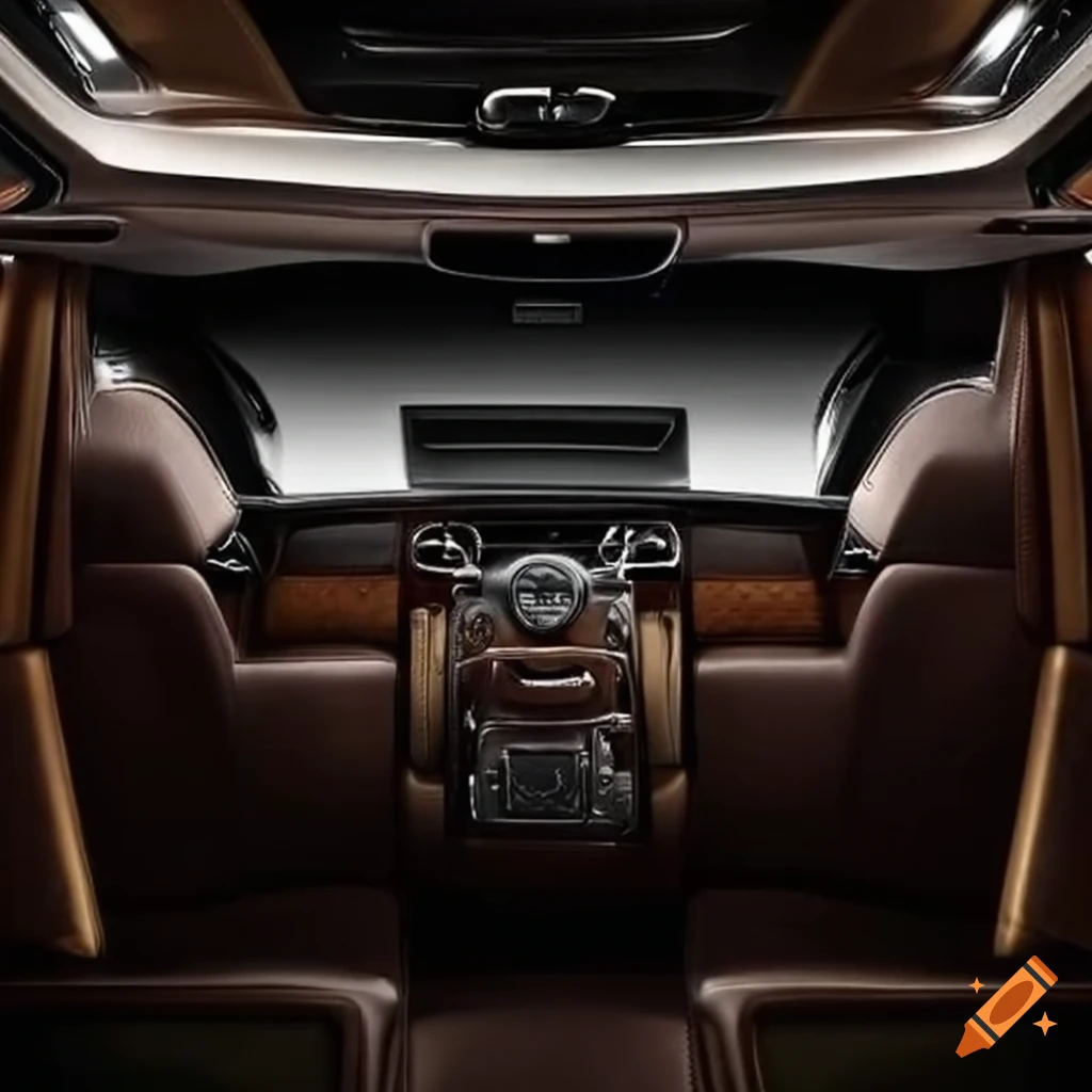 Luxurious louis vuitton interior in a rolls royce car on Craiyon