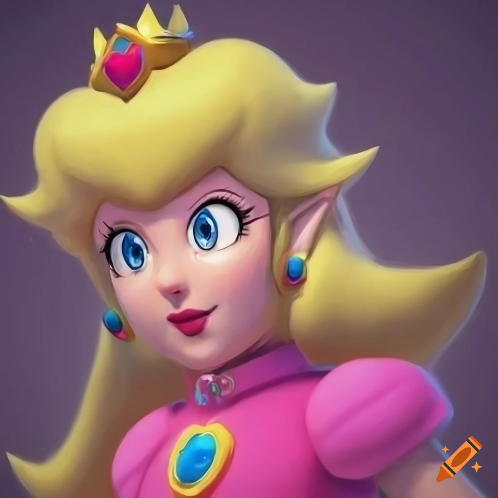 Close-up of Link dressed as Princess Peach with long blonde hair and ...