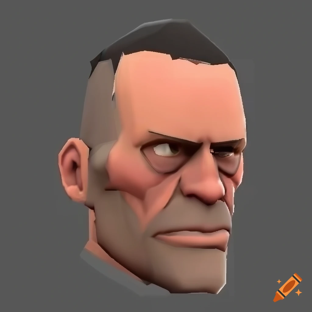 Side view of a team fortress 2 style face texture on Craiyon