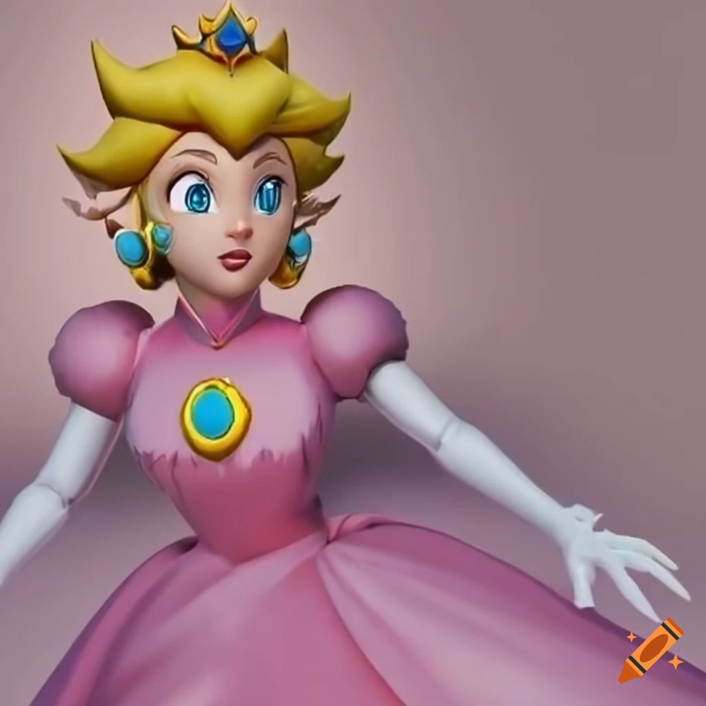 Princess peach and link in pink silk ballgowns posing together on Craiyon