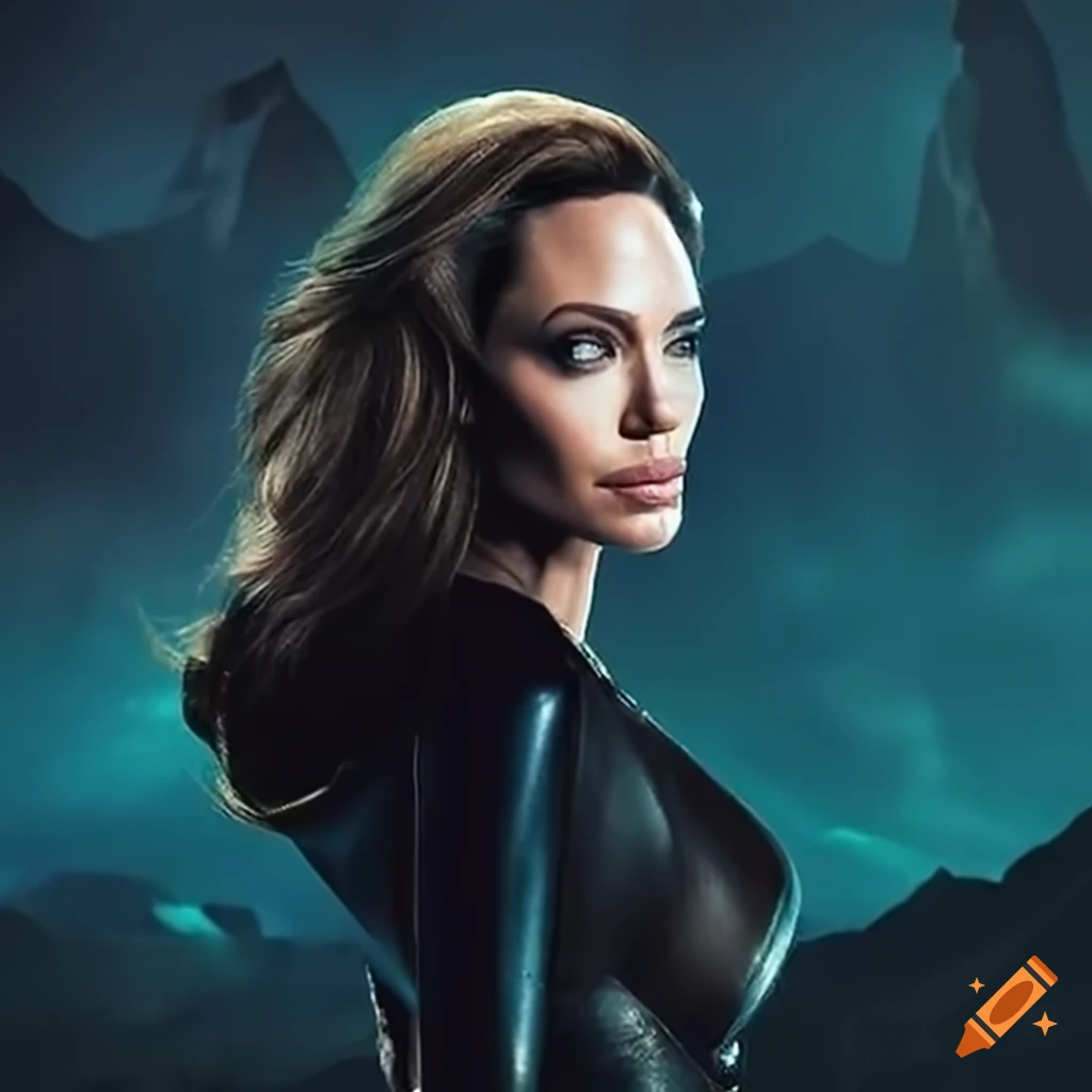 Tomb raider movie scene with angelina jolie from behind on Craiyon