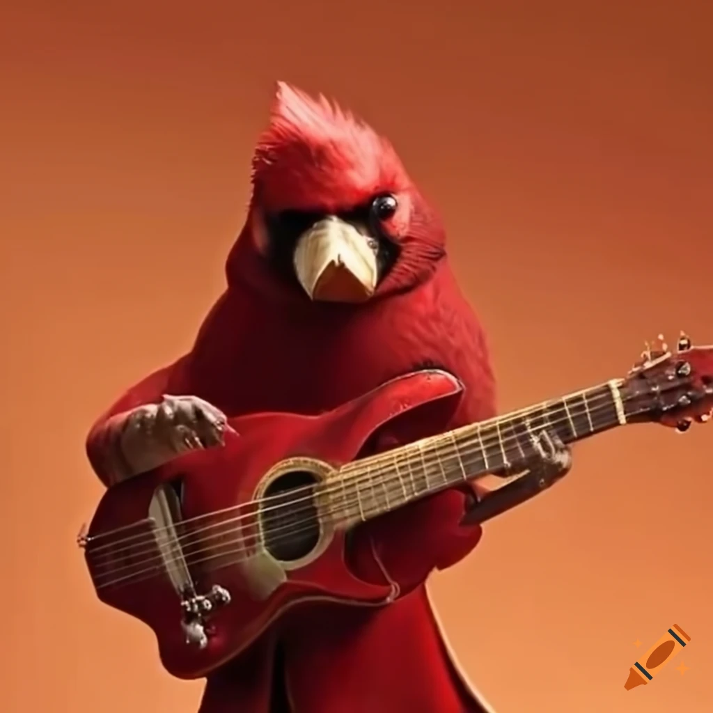 Cardinal playing guitar on Craiyon