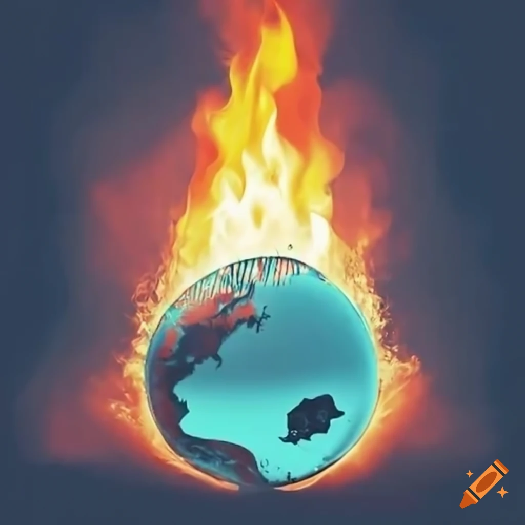 World burning music cover with rapping icons on Craiyon