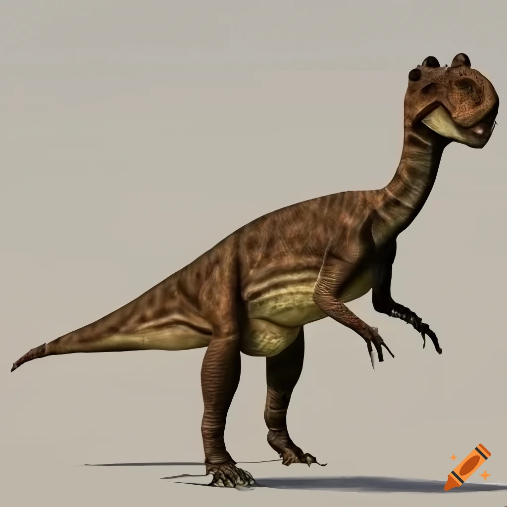 Vividly colored Hadrosaurus dinosaur with detailed scaly skin in warm ...