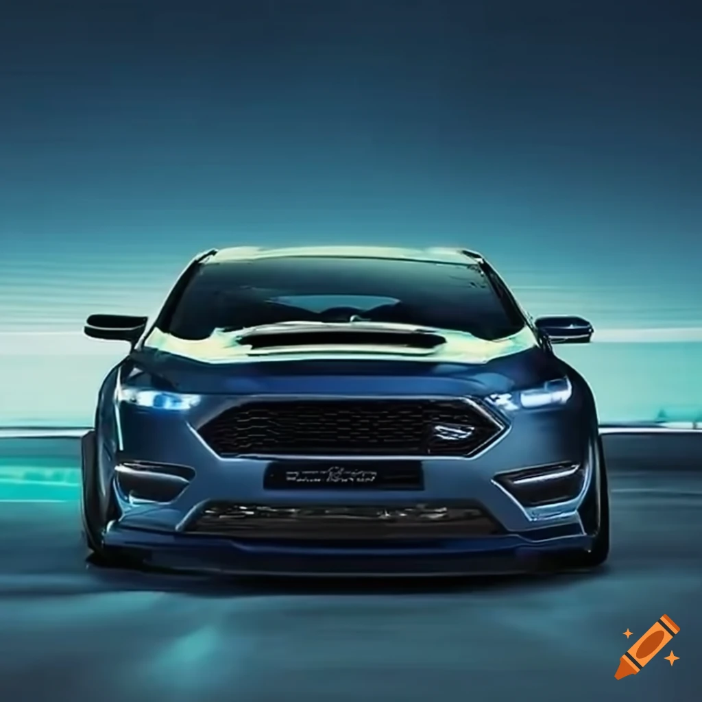 Customized ford taurus on legendary racetrack road test on Craiyon