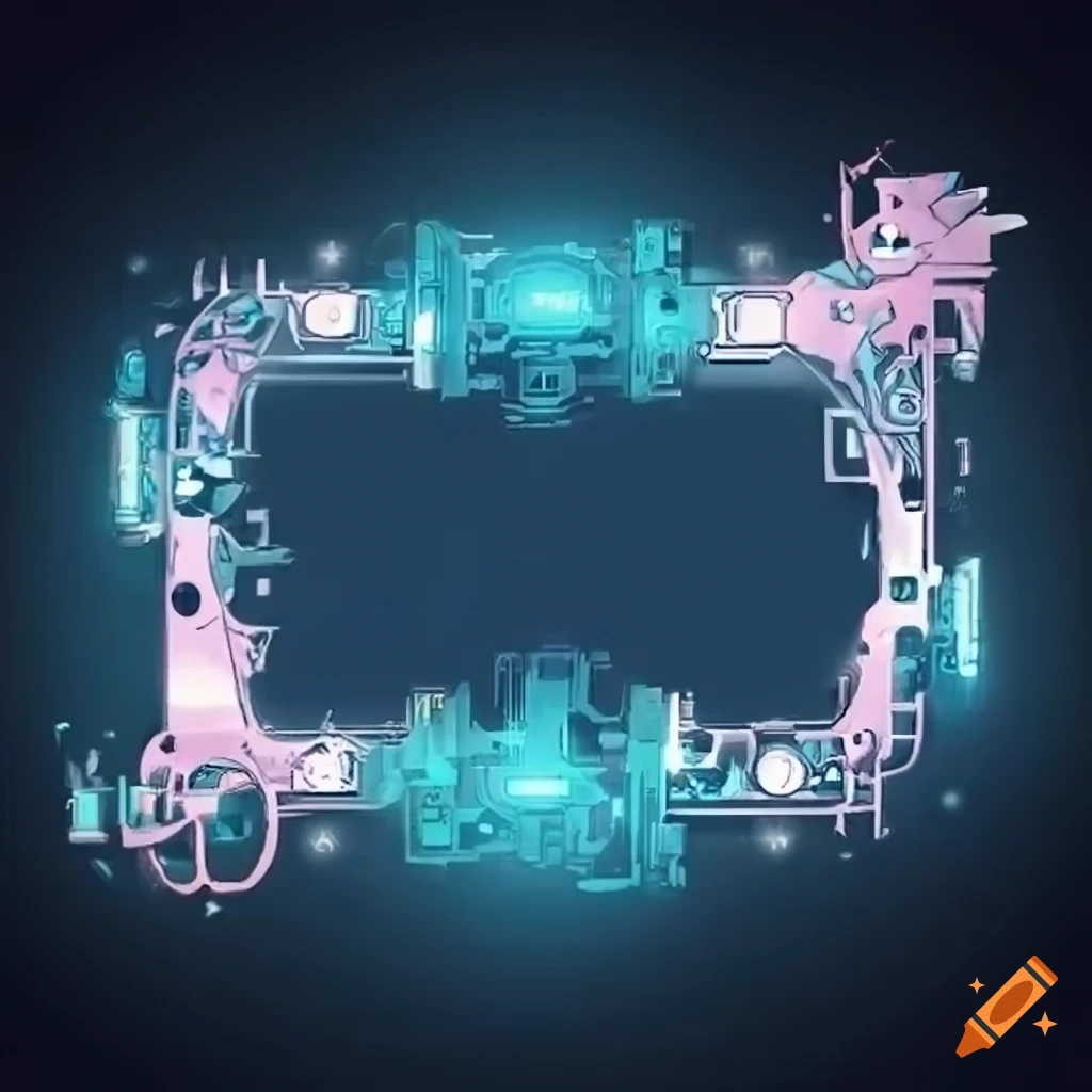 Futuristic mechanical chat border on Craiyon