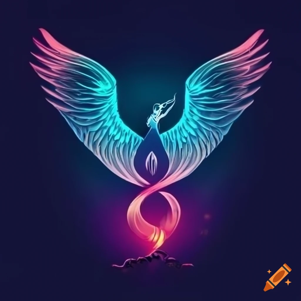 Phoenix logo with an infinity symbol in its heart on Craiyon
