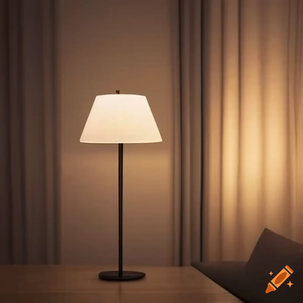 Modern lamp in a minimalist living room at night on Craiyon