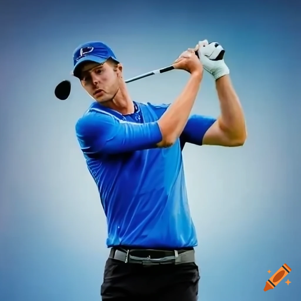 Jared goff golfing in lions jersey at the driving range on Craiyon