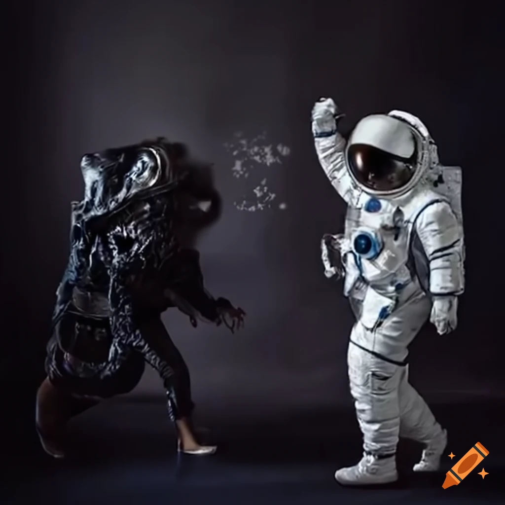 Astronaut in battle with aliens on Craiyon