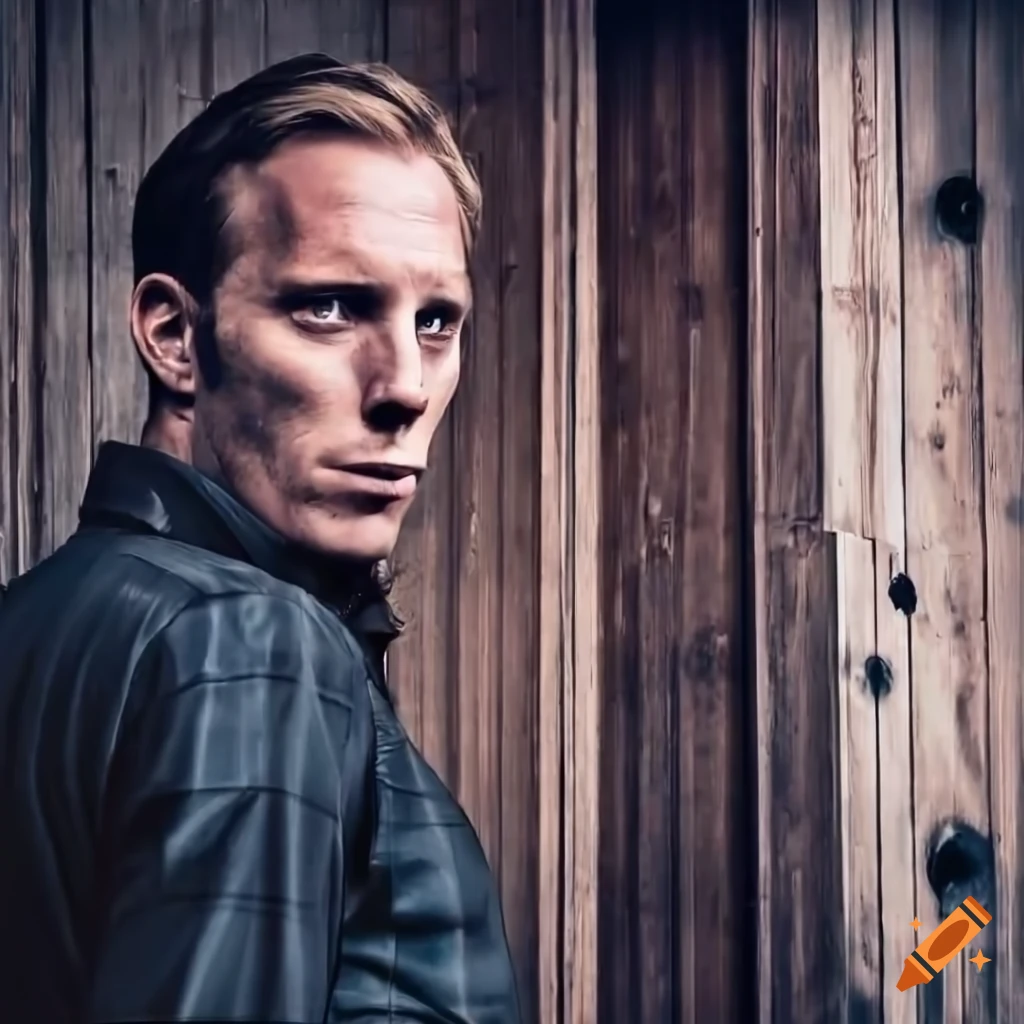 Close-up low-angle view of a person resembling a young british actor in ...