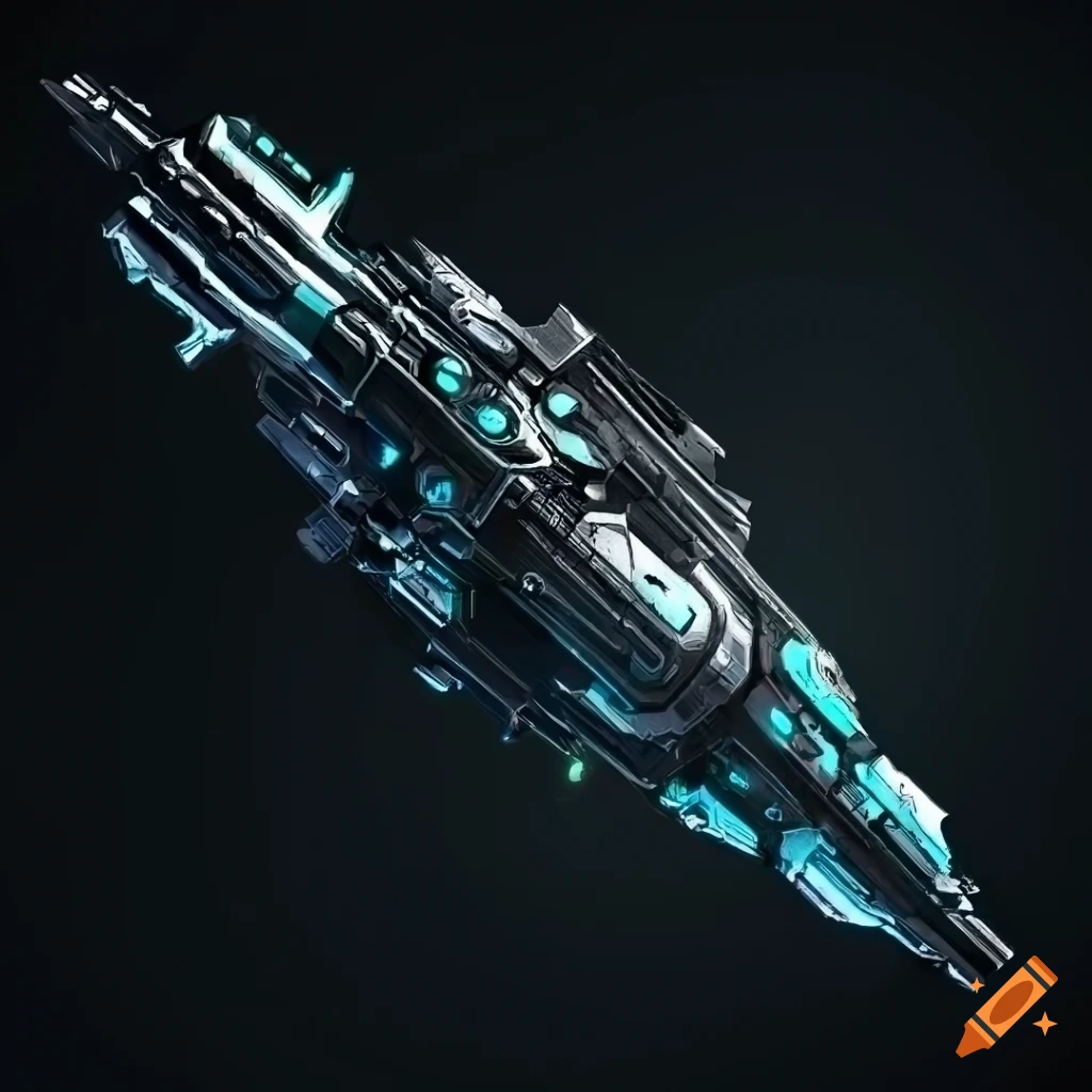 Top-down view of science fiction space super-weapon in 3-d concept art ...