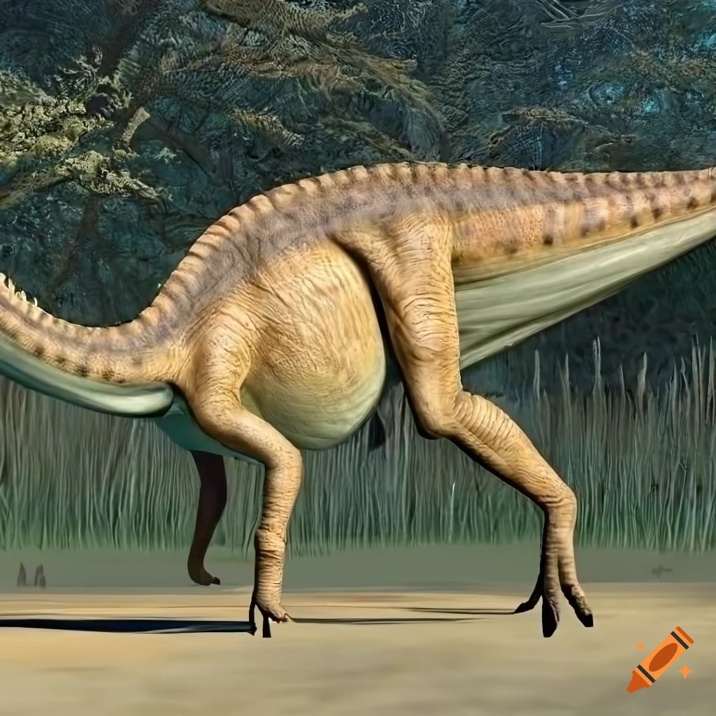 Hefty hadrosaurus dinosaur with lizard-like color pattern and detailed ...