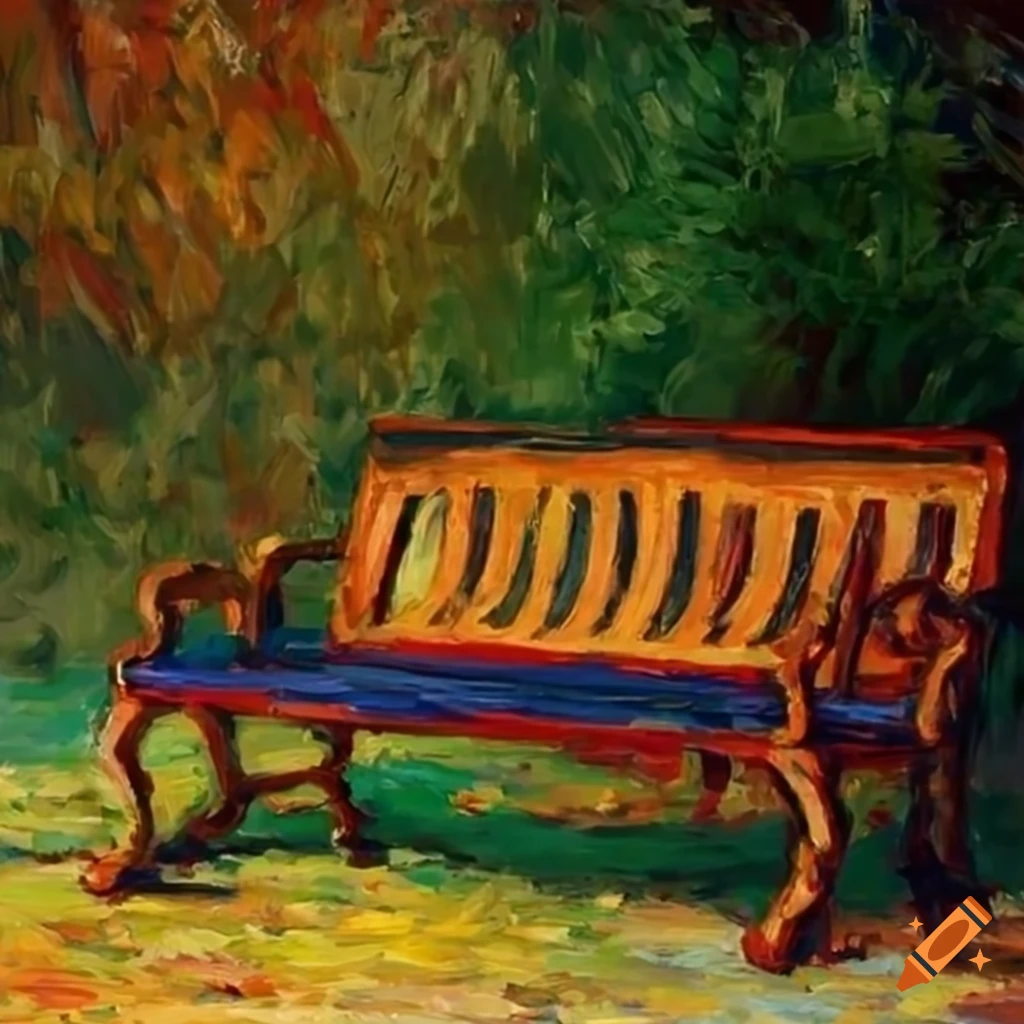 Impressionist bench painting on Craiyon