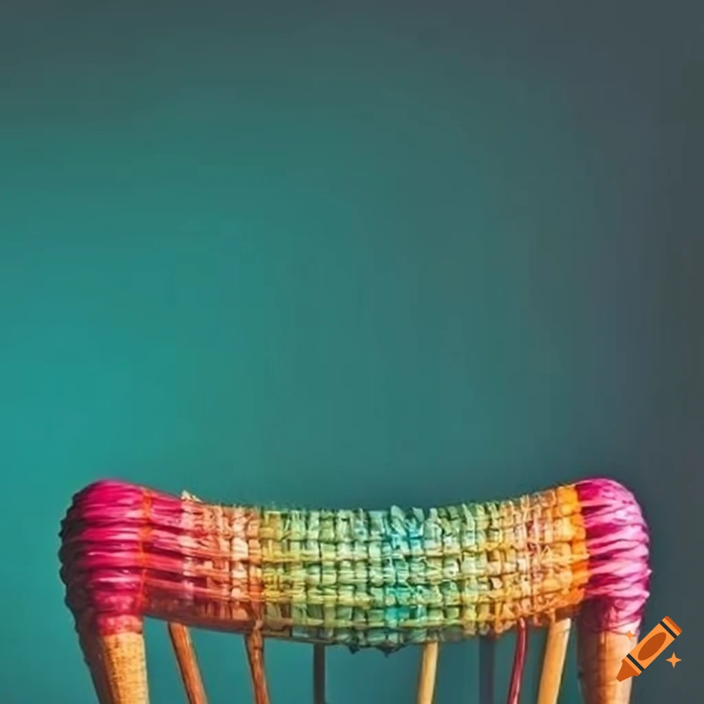 Colorful straw chair with french wooden legs for restaurant on Craiyon